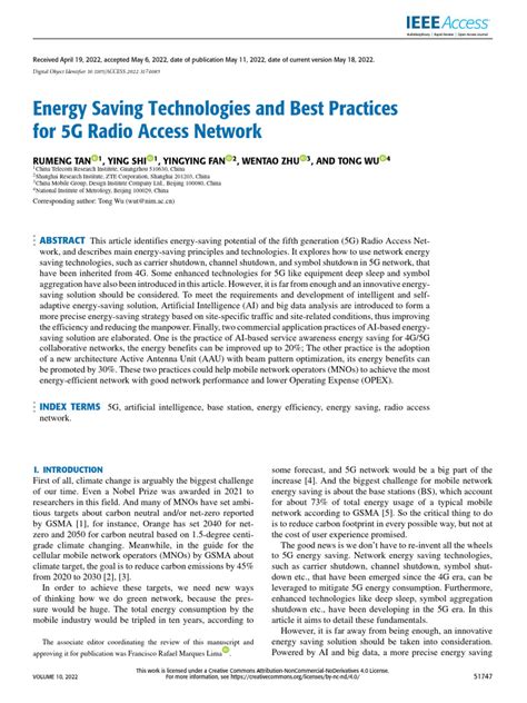 energy saving technologies and best practices for 5g radio access