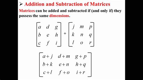 Addition And Subtraction Of Matrices Youtube Subtraction Worksheets