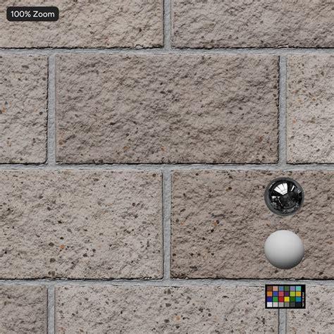 Aggregate Running Concrete Block Wall Texture Beige Poliigon