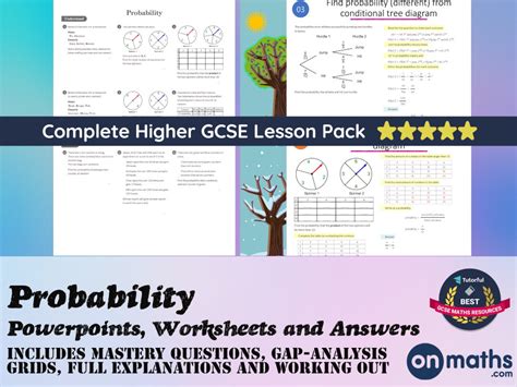 Probability Powerpoints Worksheets Answers Higher Gcse Complete