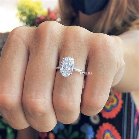 3 Ct Oval Cut Moissanite Engagement Ring 14k Solid Gold Ring Hidden