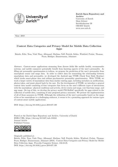 Pdf Context Data Categories And Privacy Model For Mobile Data Collection Apps