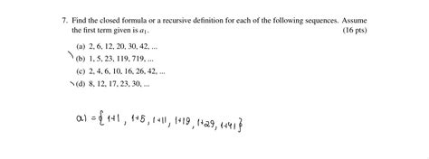 Solved Find The Closed Formula Or A Recursive Definition Chegg