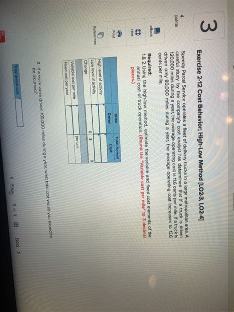 Solved Exercise Cost Behavior High Low Method Chegg