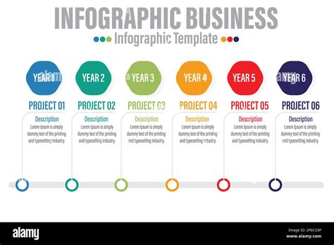 6project 6months 6yearmodern Timeline Diagram With Progress Circle Presentation Vector
