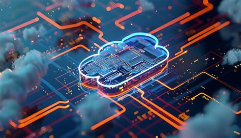 Cloud Computing Technology Concept 3d Rendering Premium Ai Generated