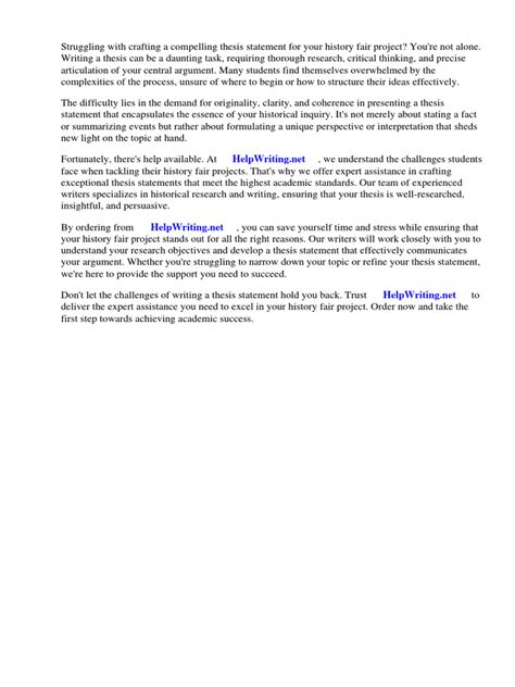 Examples Of History Fair Thesis Statements Pdf