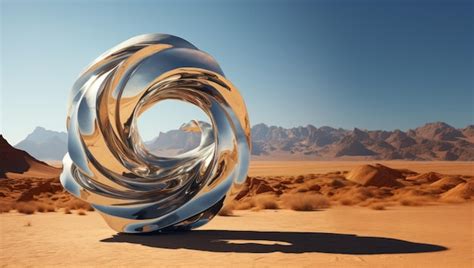 Premium Ai Image Stylish Deformed Steel Round Object In The Middle Of