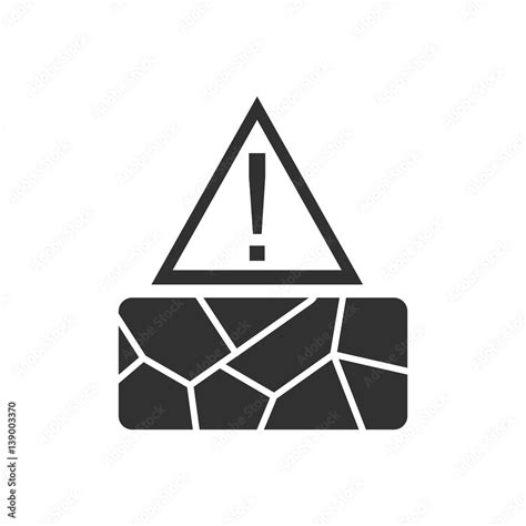 Black And White Vector Illustration In Flat Design Of Cracked Earth Exclamation Sign Stock