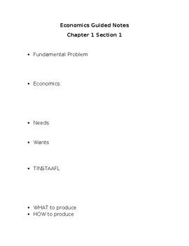 Introduction To Economics Student Guided Lecture Notes TPT