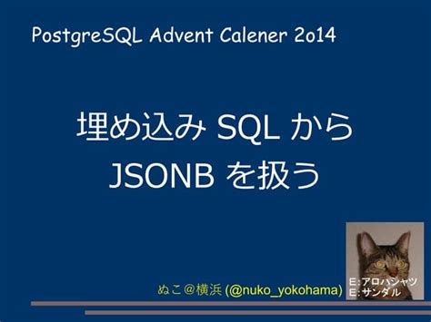 Postgresql Advent Calender 2014 Using Jsonb By Ecpg Ppt