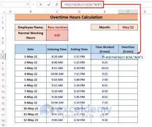 How to Calculate Overtime Hours in Excel Using IF Function - ExcelDemy