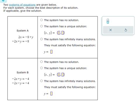 Solved Two Systems Of Equations Are Given Below For Each Chegg