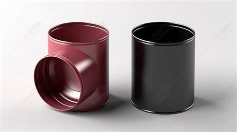 눈길을 끄는 적갈색 및 검정색 3d 렌더링 튜브 주석 캔 모형 플라스틱 금속 또는 종이 배경 옵션 눈길 배경 금속 캔