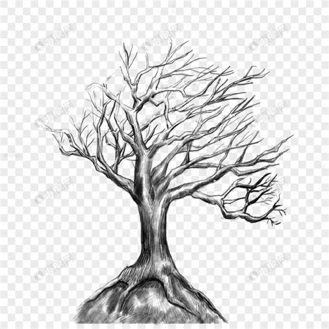 写实风格黑色简笔画树元素素材下载 正版素材402104984 摄图网