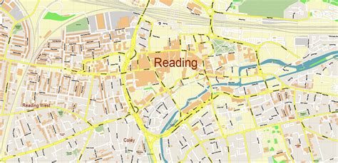 Reading Uk Pdf Vector Map City Plan High Detailed Street Map Editable