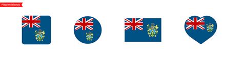 핏 케언 제도 아이콘의 국기입니다 핏 케언 제도 깃발은 사각형 원 하트 모양입니다 웹 사이트 언어 선택 기호 벡터 Ui 플래그 디자인 개념에 대한 스톡 벡터 아트 및 기타