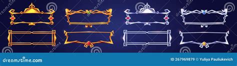 empty rectangle game frames in medieval style stock vector