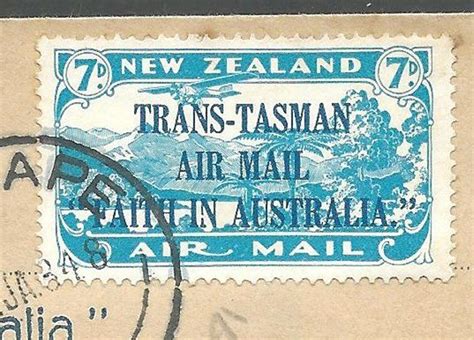 New Zealand 1934 Trans Tasman 7d On Flown Cover Variety Broken N