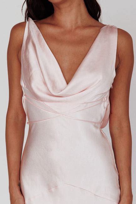 Shop The Cassiopeia Open Back String Tie Maxi Dress Powder Pink