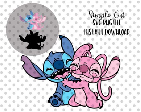 Stitch And Angel Love Hug Svg And Png Clip Files Printable Etsy