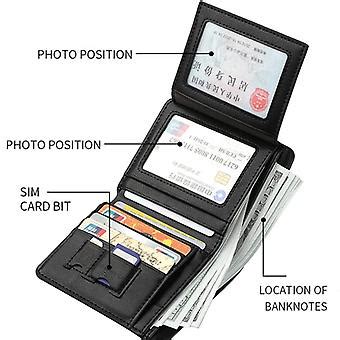 Mens Solid Color Vertical Short Style Leather Wallet With Multiple