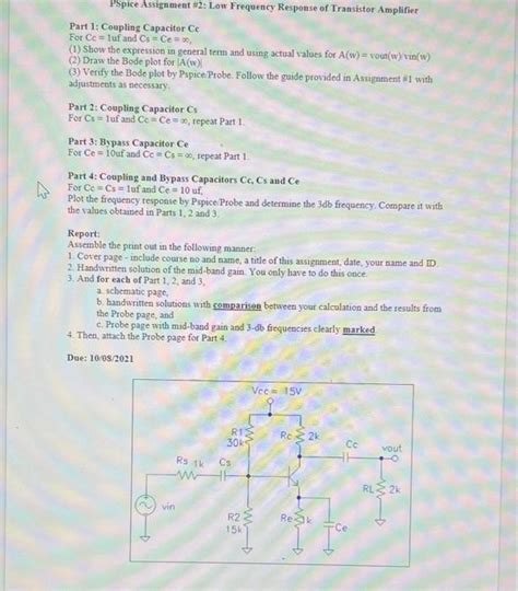 solved pspice assignment 2 low frequency response of