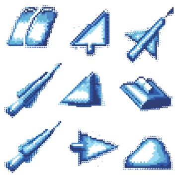 Retro Blue Pixel Computer Cursor Set Icons Design Graphic PNG Transparent Image And Clipart