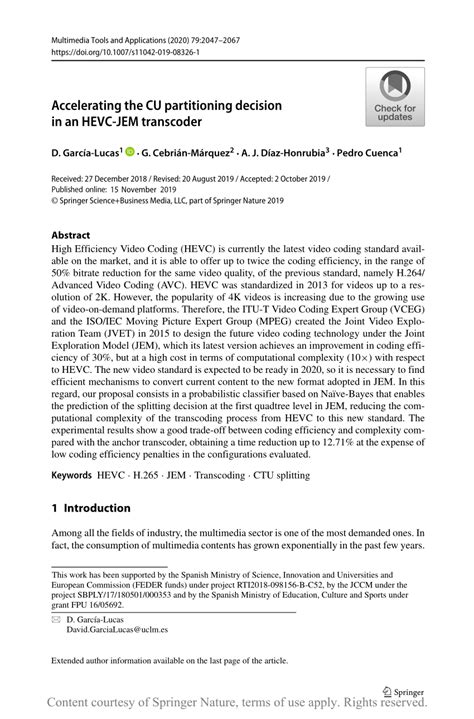 Accelerating The Cu Partitioning Decision In An Hevc Jem Transcoder