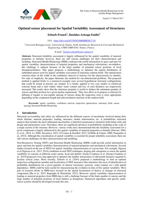 Pdf Optimal Sensor Placement For Spatial Variability Assessment Of Structures