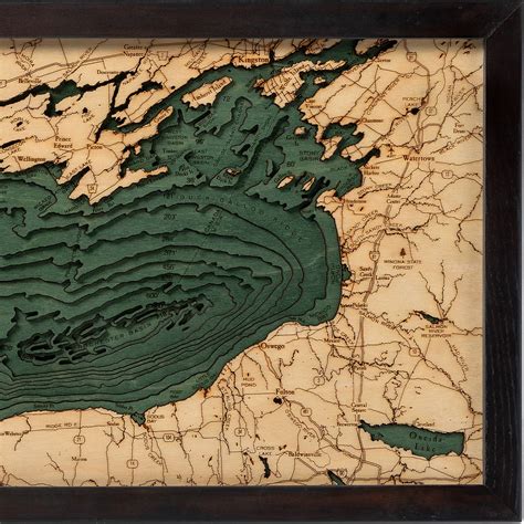 Lake Ontario Wooden Map Art Topographic 3d Chart