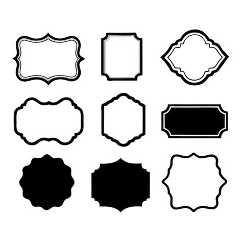 Set Of Nine Different Black And White Vintage Frames With Intricate