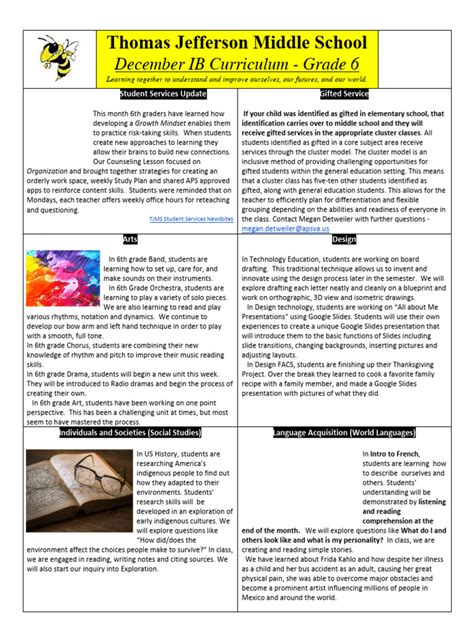 December Ib Myp Curriculum News Grd 6 Pdf
