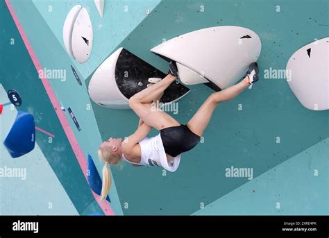 Slovenias Janja Garnbret During The Womens Boulder And Lead Final At