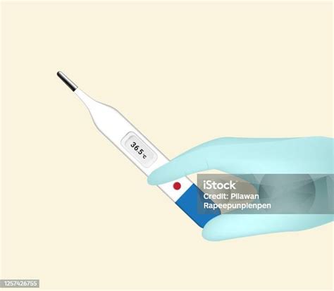 간호사 손과 과학장갑으로 발열 검사를 위한 현실적인 온도계 의학을 모의하십시오 흰색 배경에 병원 도구 개념 디자인 오브젝트 벡터 일러스트레이션 0명에 대한 스톡 벡터 아트