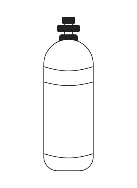 Oxygen Tank Monochrome Flat Vector Object O2 Cylinder Underwater