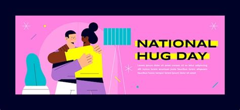 Free Vector Flat National Hugging Day Social Media Cover Template