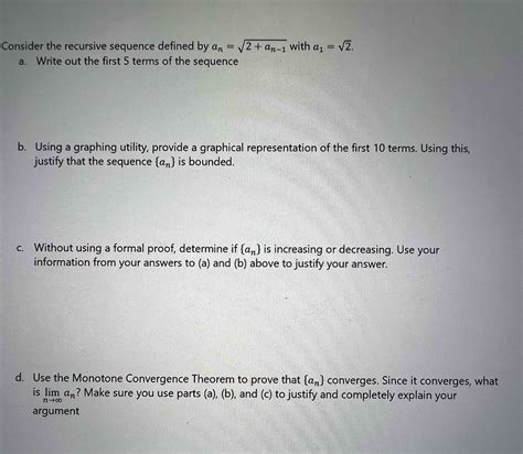 solved consider the recursive sequence defined by an 2 an−1