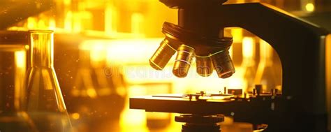 Close Up Of Microscope Lens In A Laboratory Setting Stock Illustration