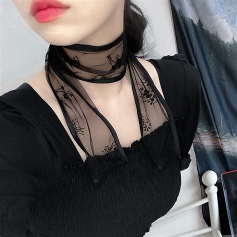 나나상점 🎀여름 스카프당일출고🚀시스루 레이스 실키 스카프 3type 롱 얇은 봄 여름 매쉬 메쉬 쁘띠 유니크 러블리 플라워 도트 타이 오간자 머플러 슬림 펀칭