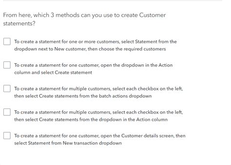 from here which 3 methods can you use to create customer statements