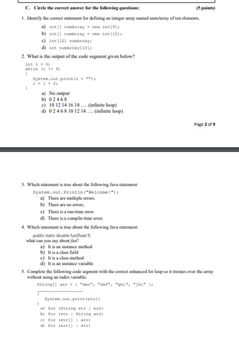 Solved C Circle The Correct Answer For The Following Chegg
