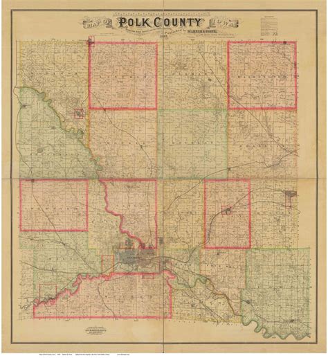 Polk County Iowa 1885 Old Wall Map With Landowner Names Farm Lines