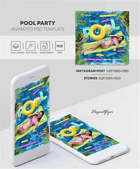 Blue Creative Pool Party Premium Instagram Stories Template Animated