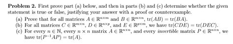 Solved Problem 2 First Prove Part A Below And Then In