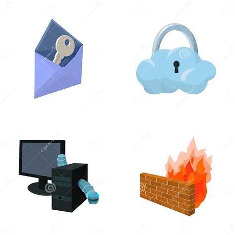 System Internet Connection Code Hackers And Hacking Set Collection Icons In Cartoon Style