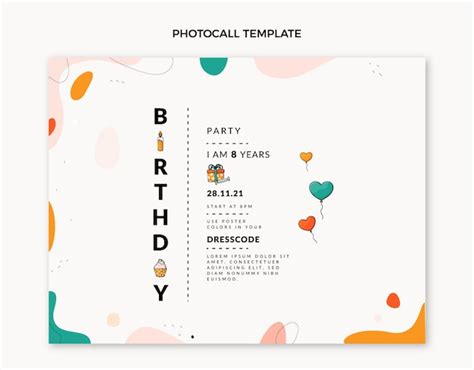평면 디자인 최소한의 생일 Photocall 무료 벡터