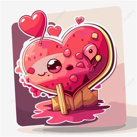 체리와 하트가 있는 만화 하트 벡터 고립 된 만화 발렌타인 카드와 스티커 디자인 상표 Png 일러스트 및 벡터 에 대한