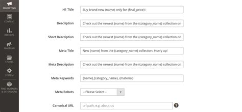 how to create meta tags templates in magento 2