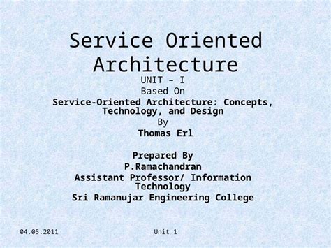 Ppt 04052011unit 1 Service Oriented Architecture Unit I Based On